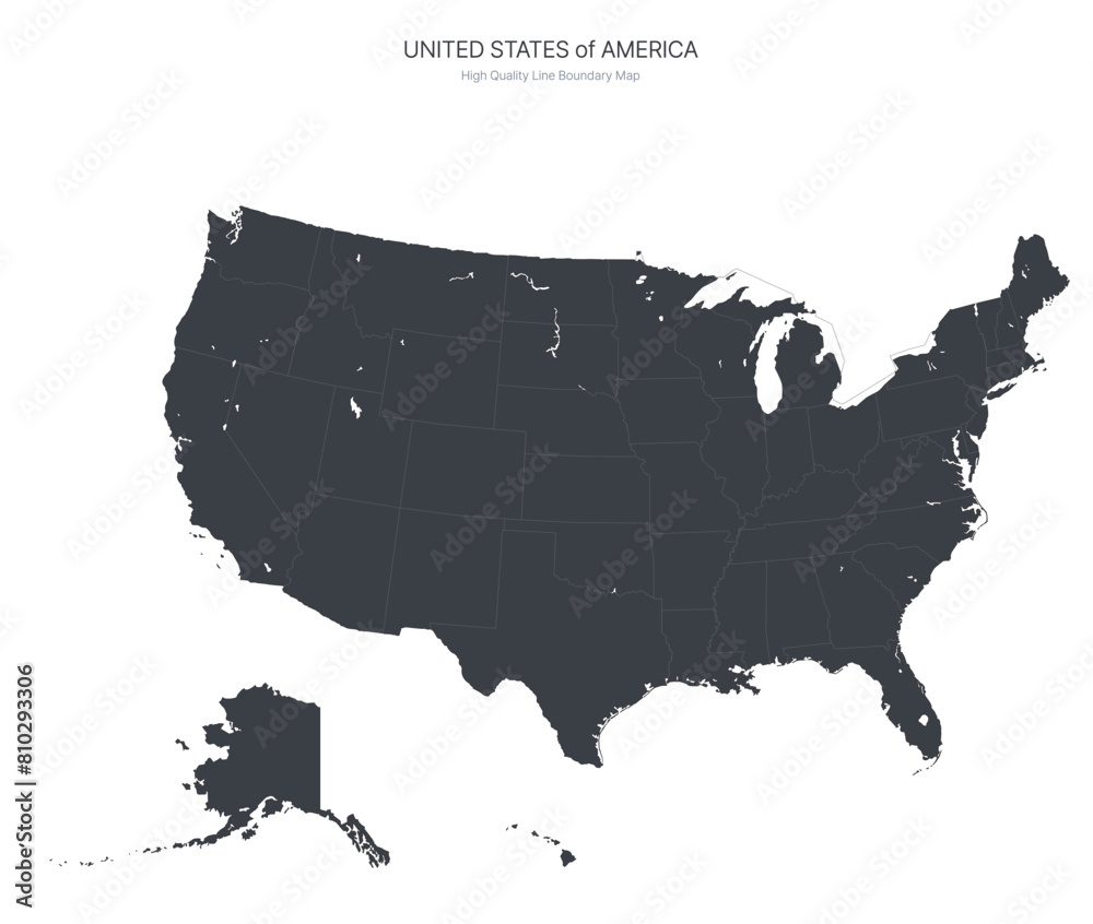 USA map with states isolated. United States of America map on white ...