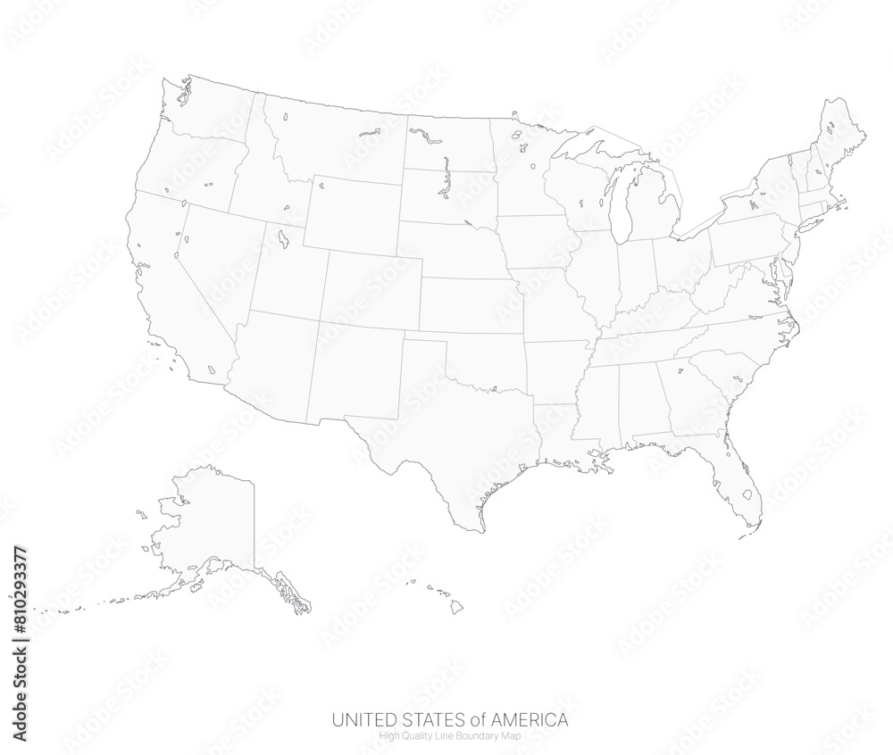 USA map with states isolated. United States of America map on white ...
