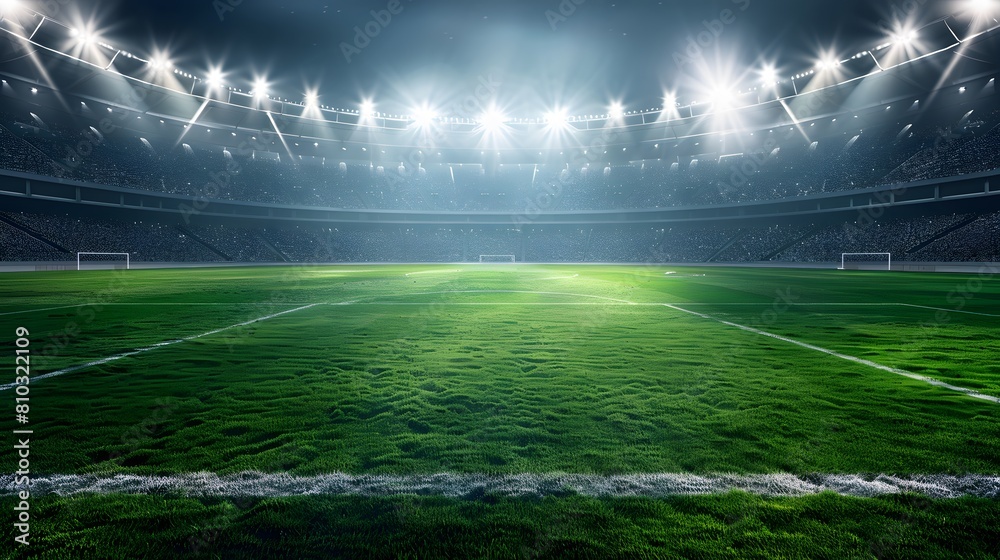 Football stadium arena for match with spotlight. Soccer sport ...