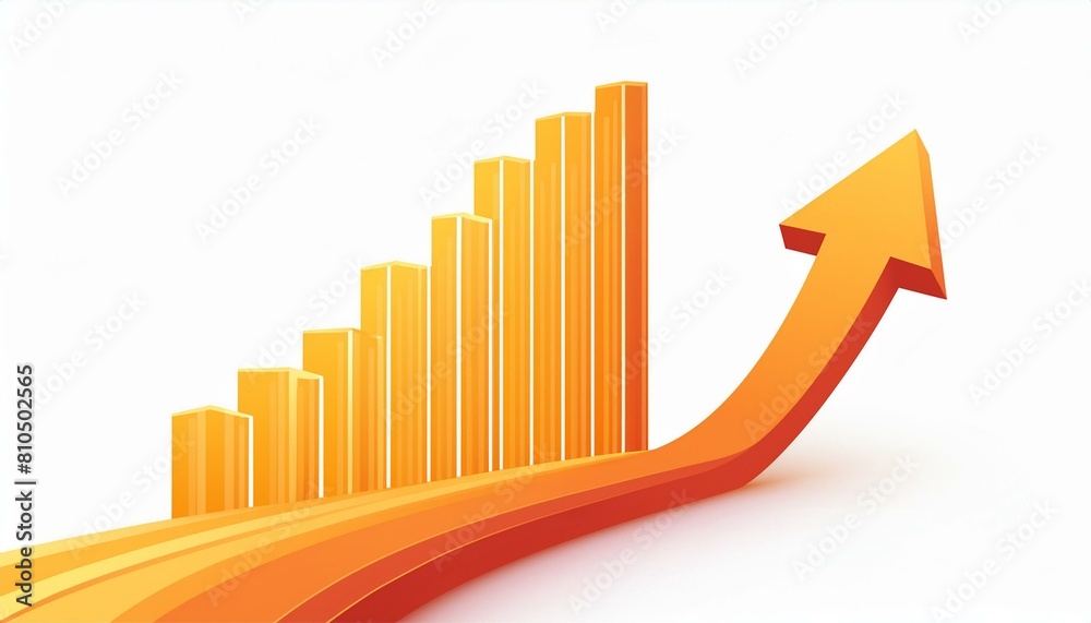 Growth up arrow chart 3d direction icon isolated on white success ...