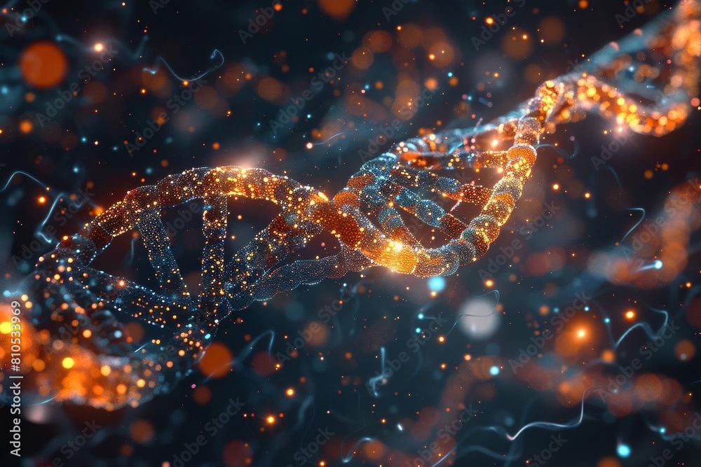 Detailed imaging of DNA strands and their molecular structure Stock ...