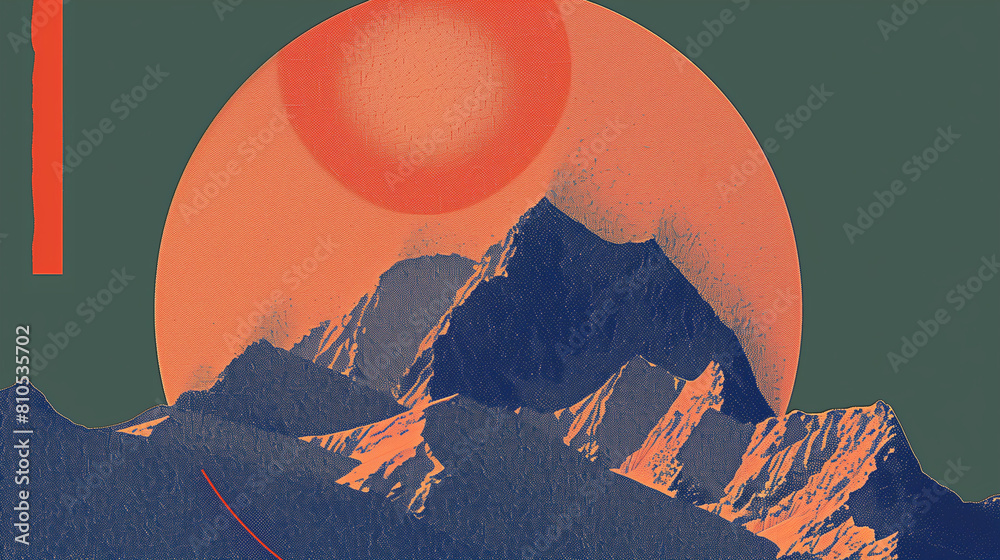 These minimalistic abstract pop-art collages feature mountain shapes ...
