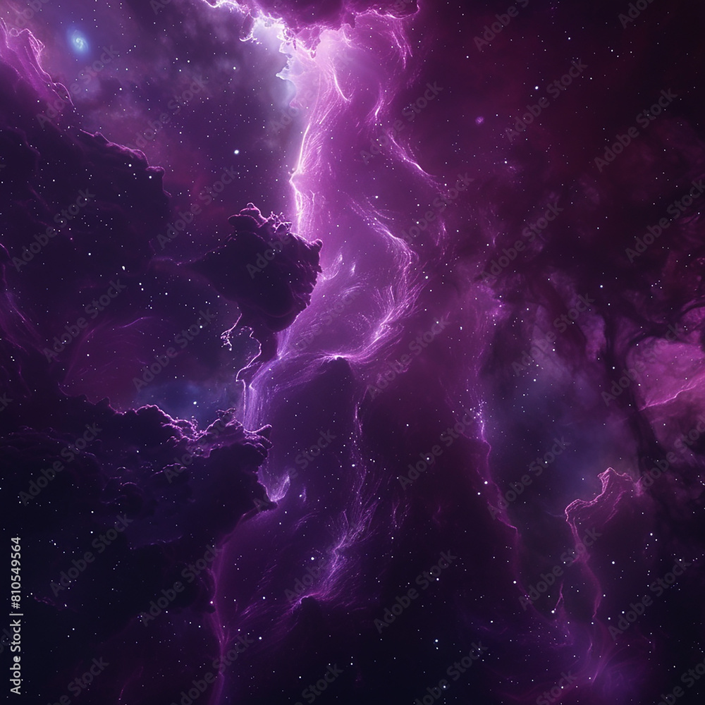3d rendered photos of dark purple neon nebula in outer space, dark ...