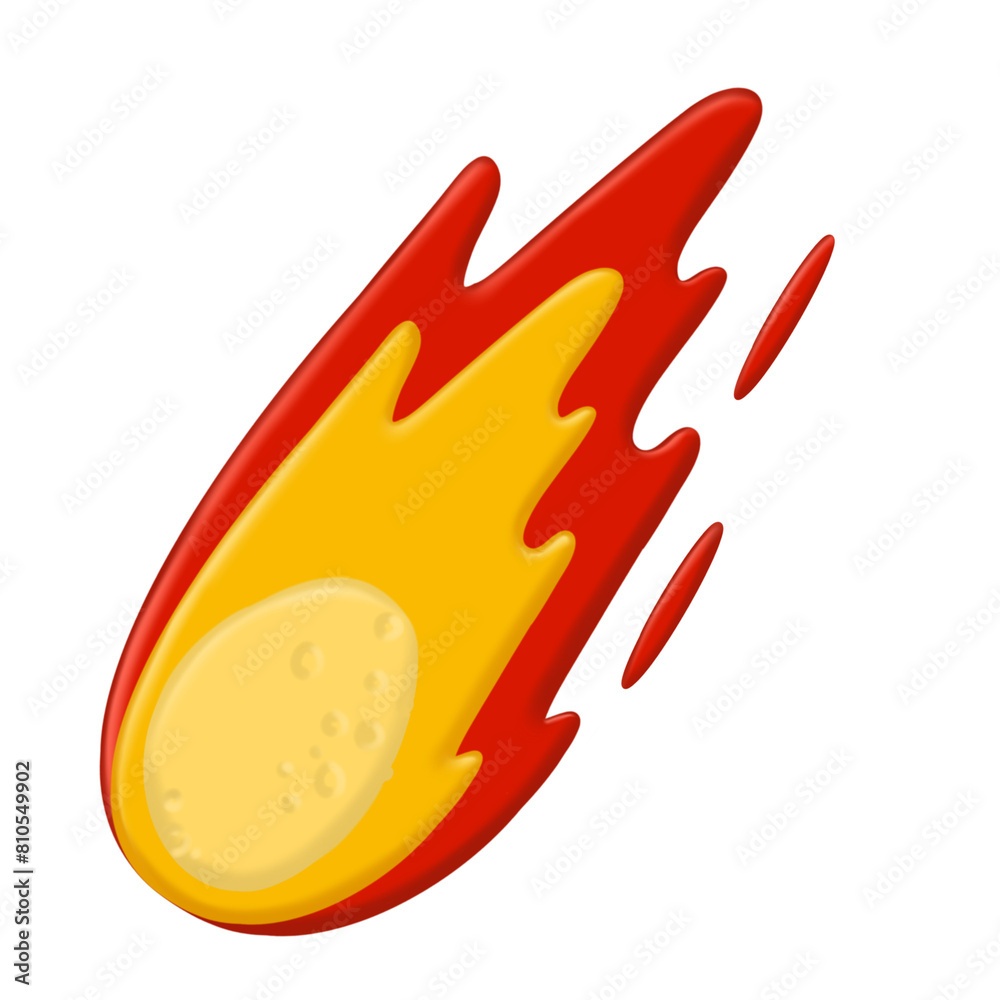 Ilustración de Stock Meteor with trail of fire. Celestial object ...