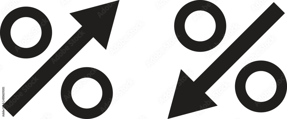 Percentage arrow up and down icon set isolated on white background ...