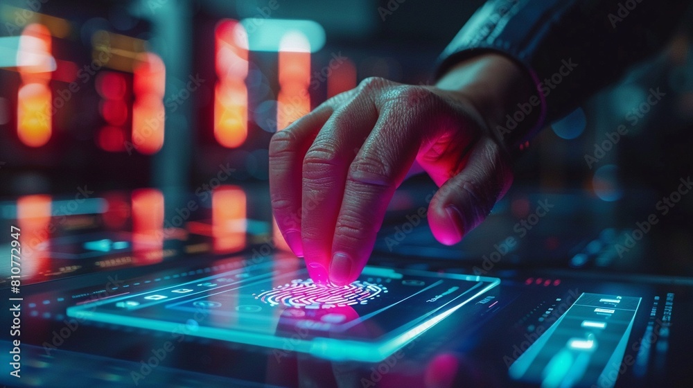 Realistic image of a user verifying digital signature through biometric ...