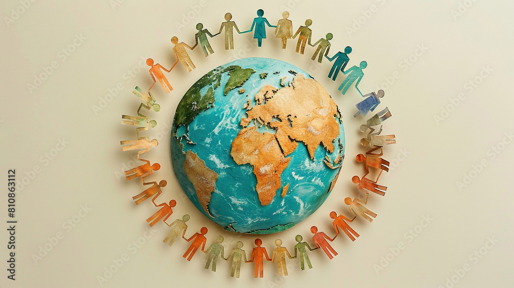 World Population Day Concept, 11July. 3d art of world earth globe or ...