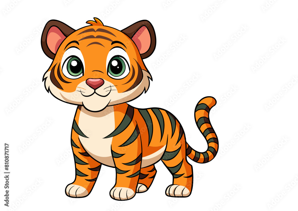 tiger cartoon isolated on white Stock Vector | Adobe Stock