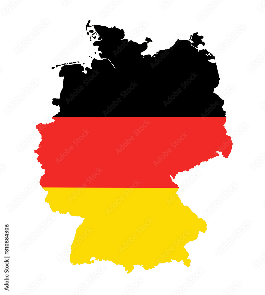 Map of Germany in national flag colors on the transparent background ...