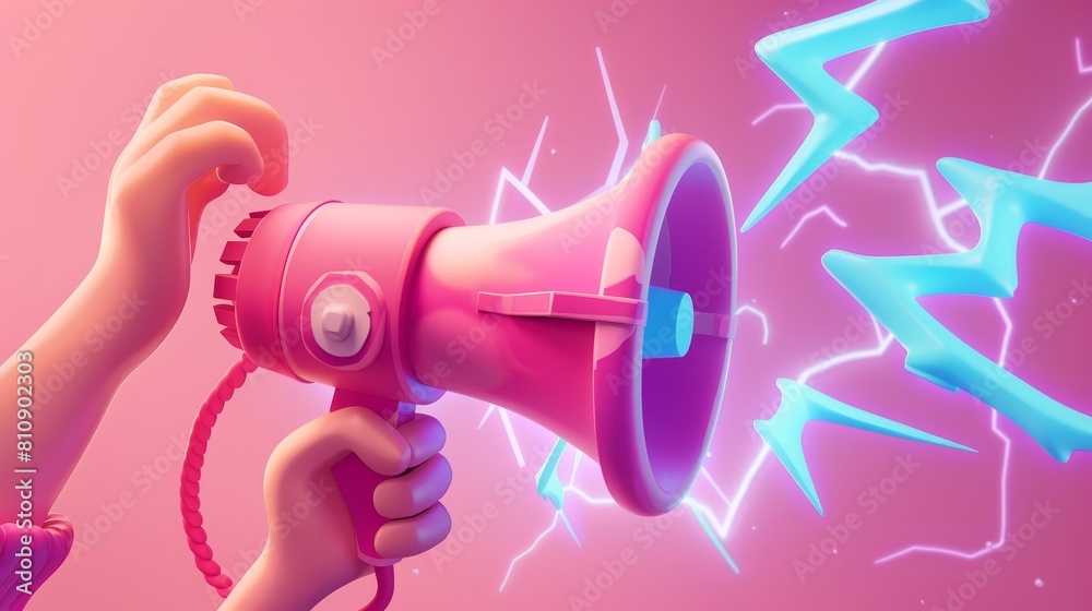 Concept of announcement, warning message, public speech, alert, 3D ...