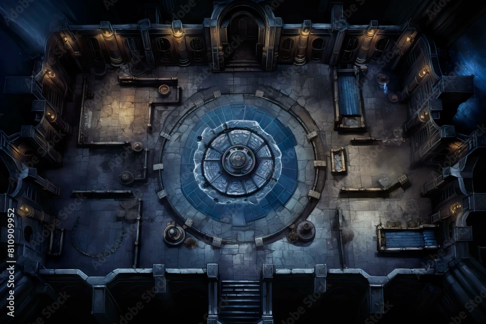 DnD Battlemap celestial, citadel, interior, lavish, hallway, pillars ...