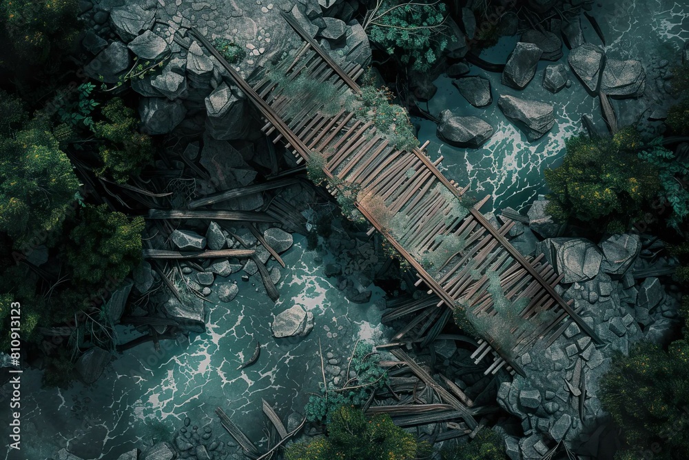 DnD Battlemap collapsible, bridge, battle, map, scenic, ruins Stock ...