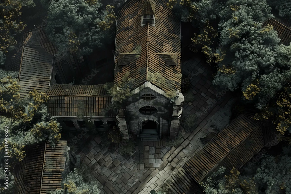 Stock-Illustration „DnD Battlemap cursed, chapel, battle, map, spooky ...