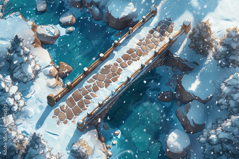 DnD Battlemap ice, bridge, battle, map, gaming, adventure Stock ...