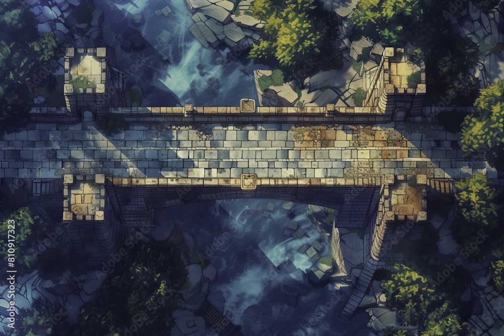 Stock-Illustration „DnD Battlemap adventure, fantasy, map, bridge ...