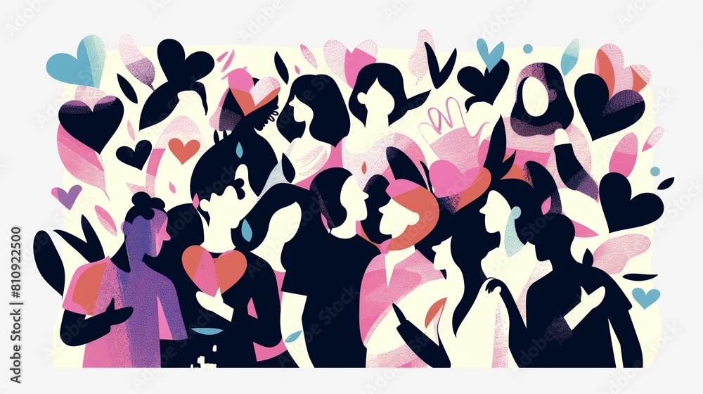 Charity concept featuring an array of abstract human figures of diverse ...