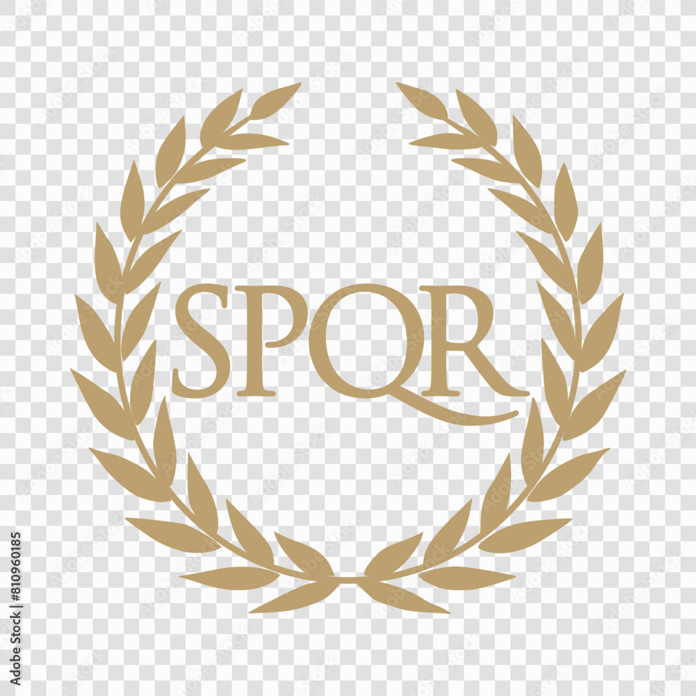 Golden Laurel Wreath with SPQR Motto, Symbol of the Roman Empire on ...