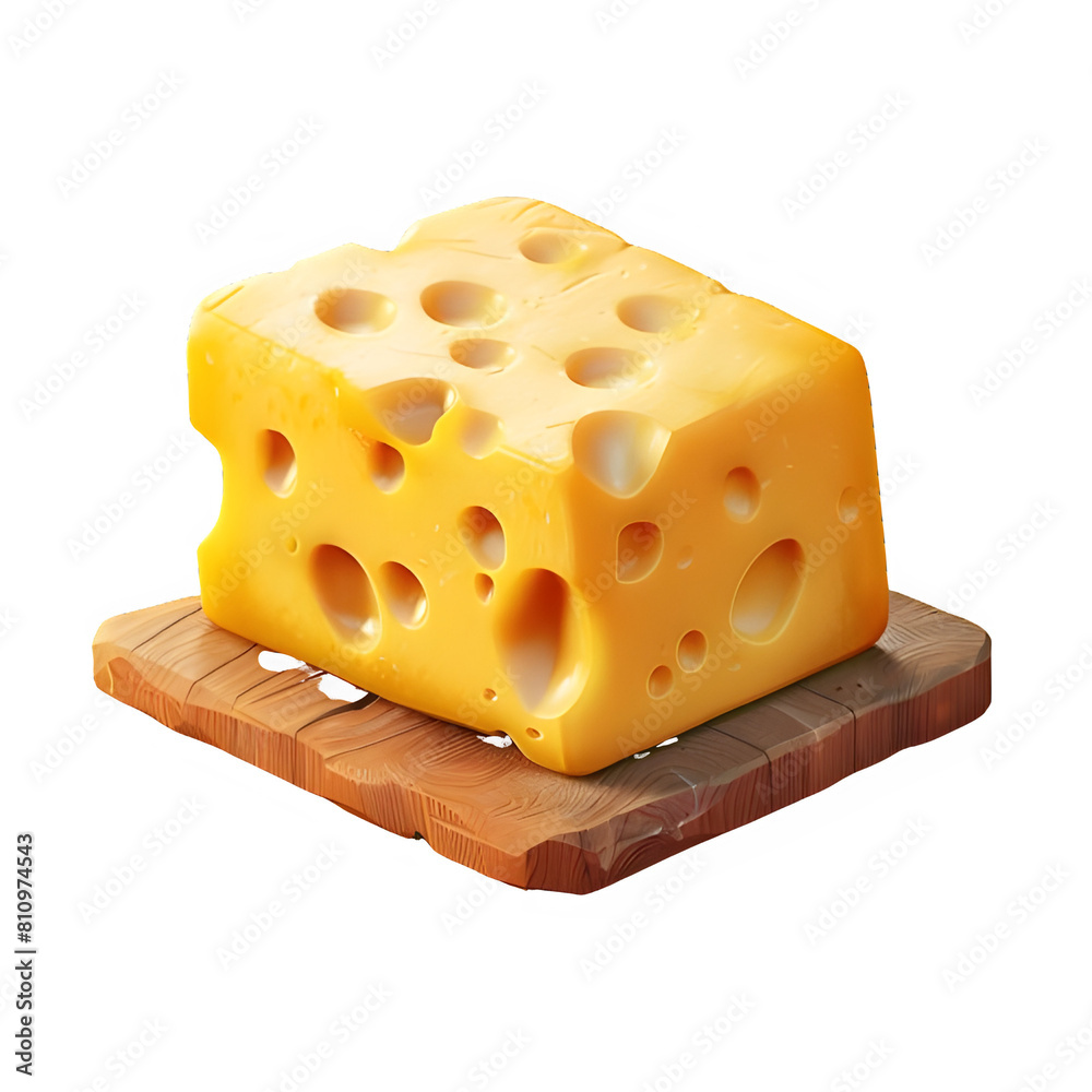 cheese icon, isometric visual on transparent background, 3d blender ...