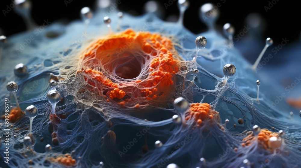 Closeup view of an oocyte under a microscope, focusing on the zona ...