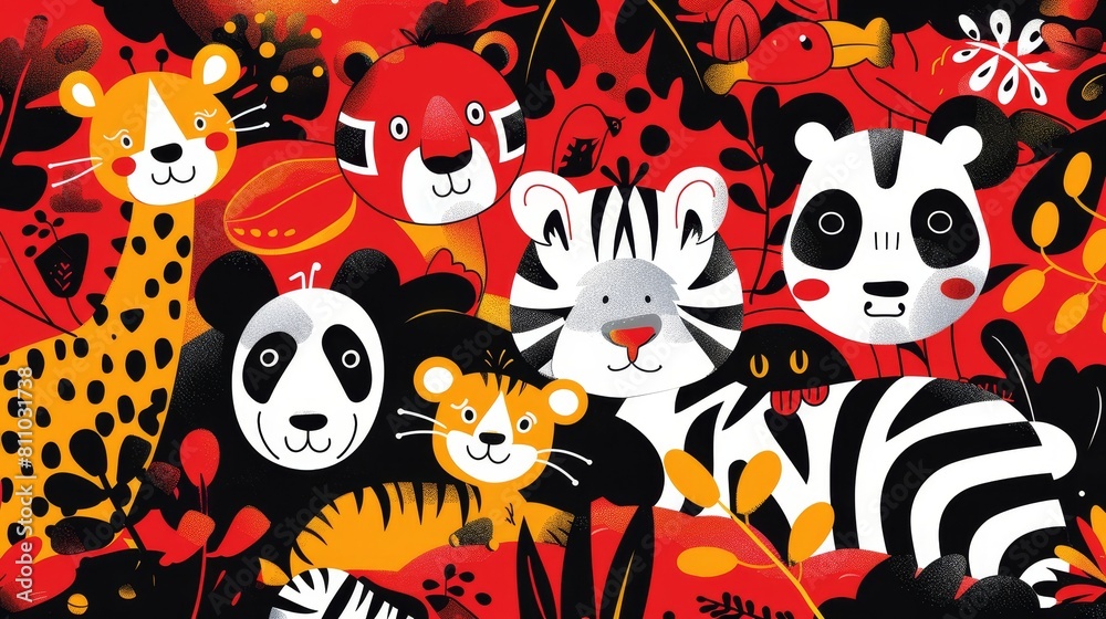 Cartoon Animal Theme Poster for Kids Stock Illustration | Adobe Stock