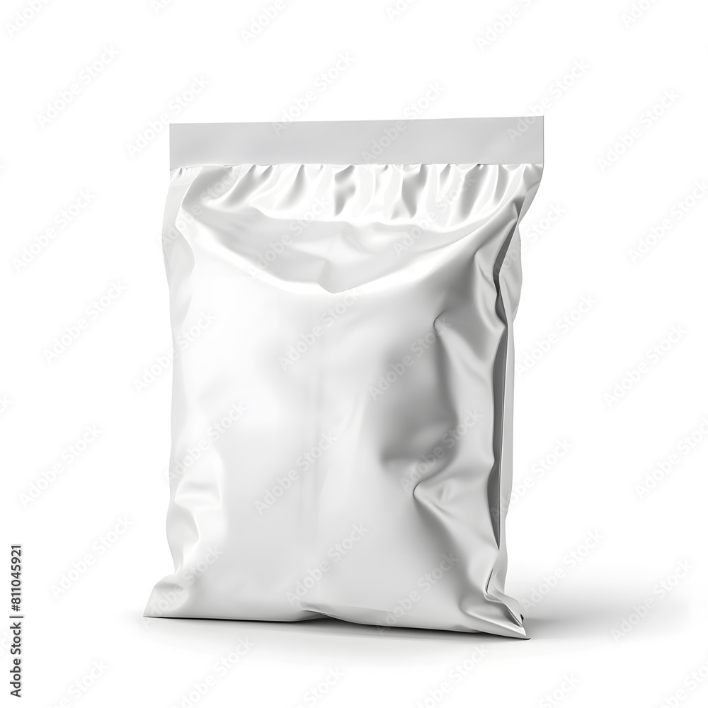 White plastic bag mockup for product isolated on white background. 3d ...