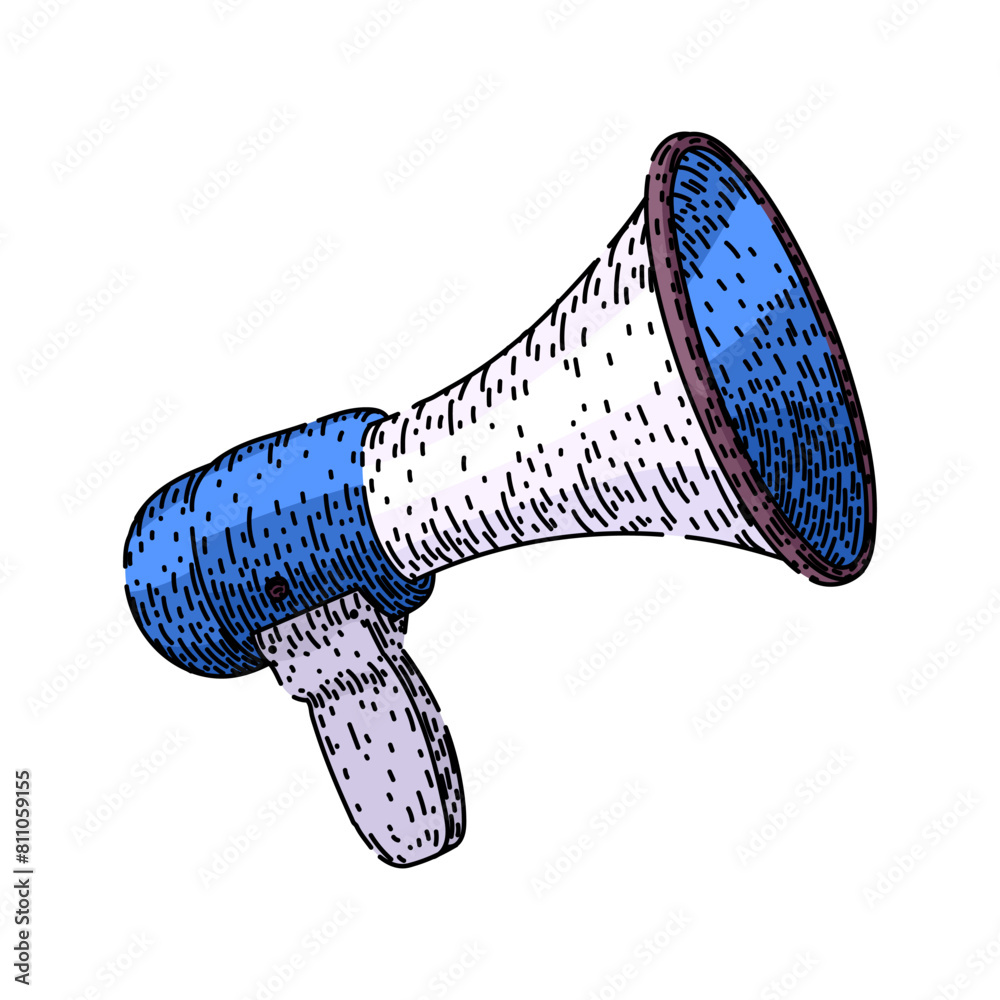 loudspeaker megaphone hand drawn. loud bullhorn, announce voice, speech message loudspeaker ...