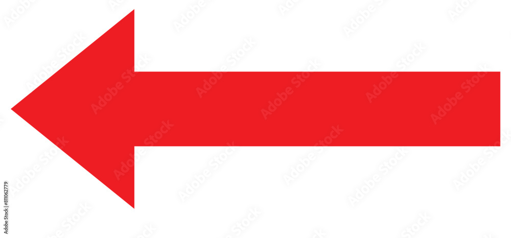 Red large forward or left pointing solid long arrow icon sketched as ...
