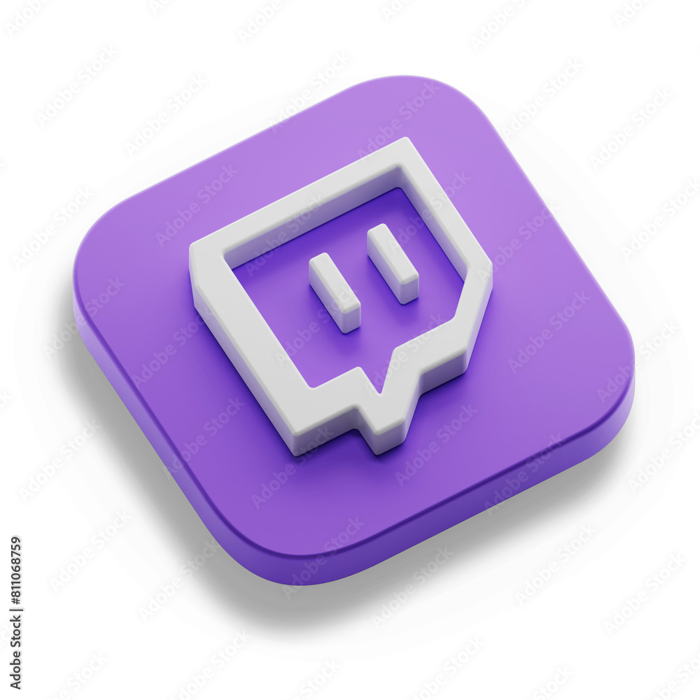 twitch game streaming app isometric concept logo icon element in round ...
