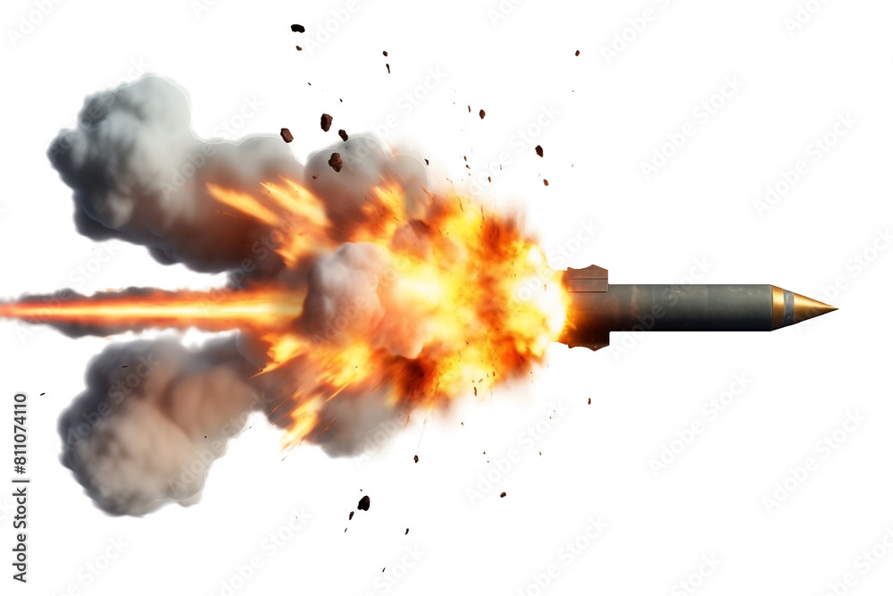 launched missile rocket PNG Isolated Projectile fire trail on ...