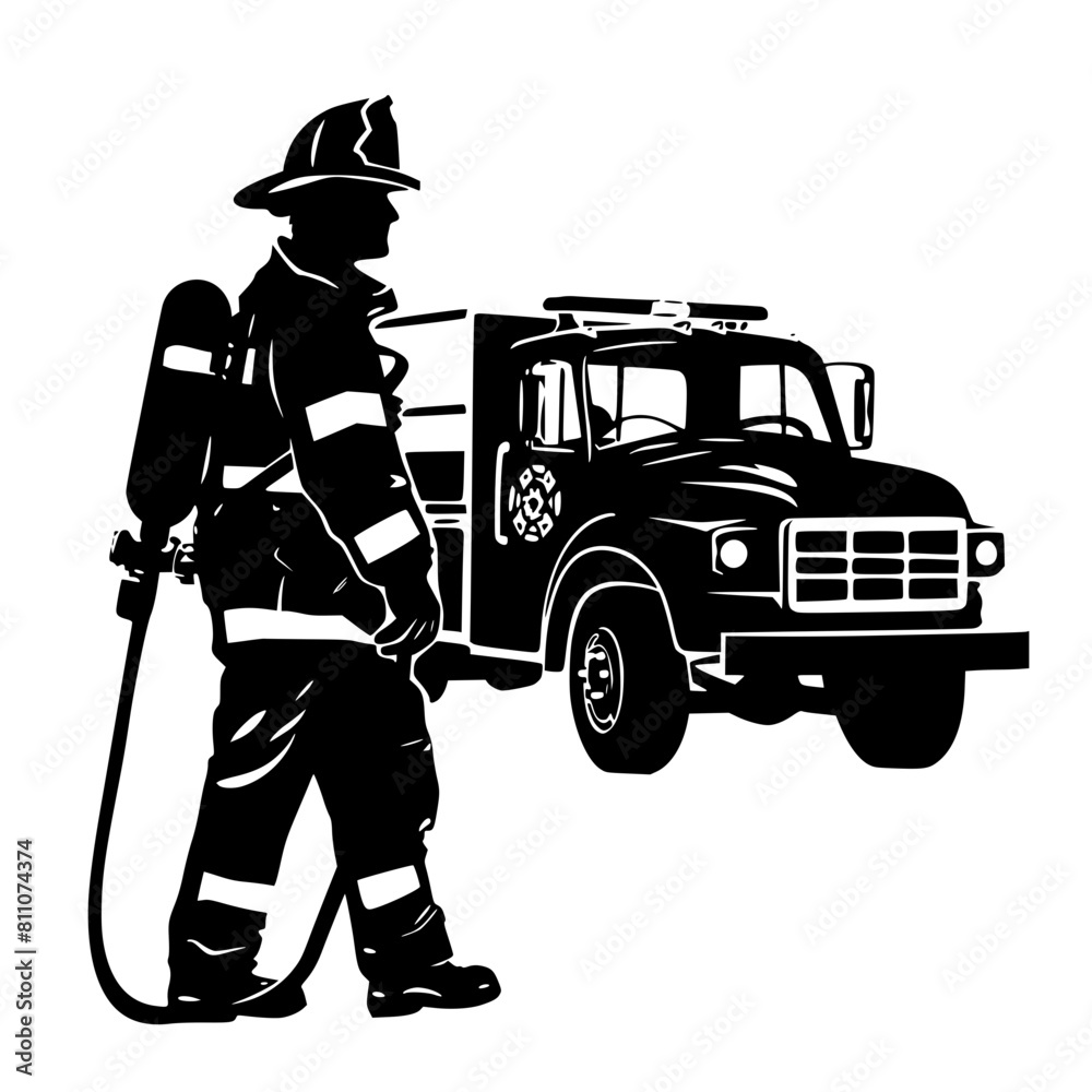 Firefighter Clipart, Fire Department Svg, Fire Truck Svg, Firefighter ...
