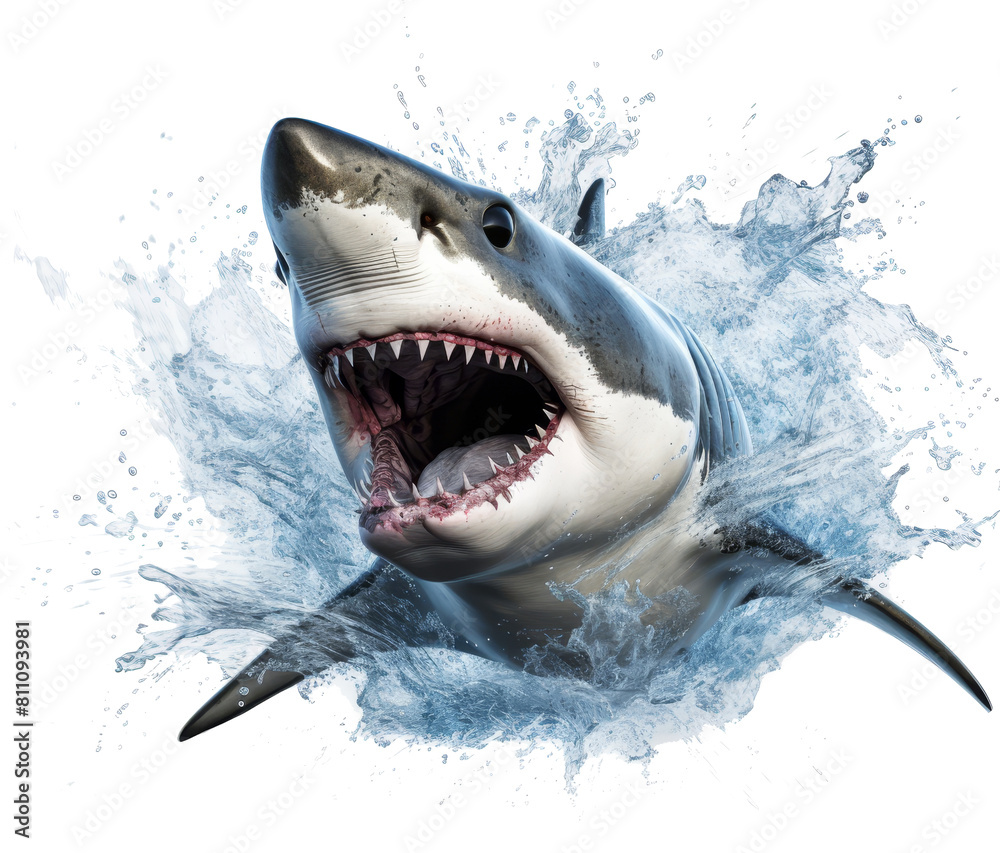 white shark isolated on transparent background Stock Photo | Adobe Stock