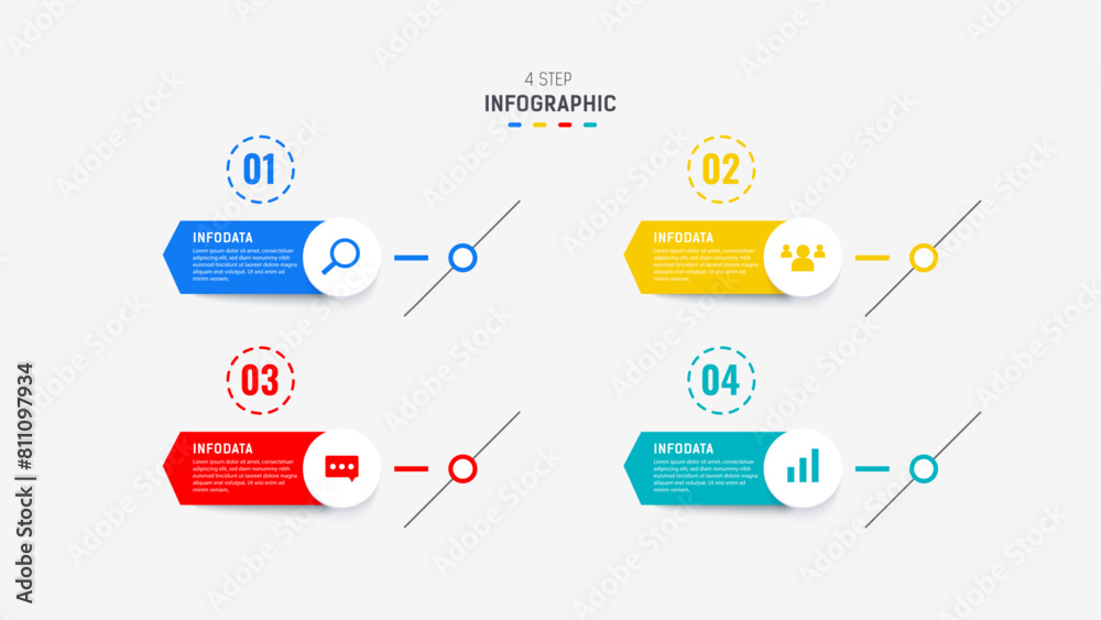 Four Step Infographic element design Vector template for presentation ...