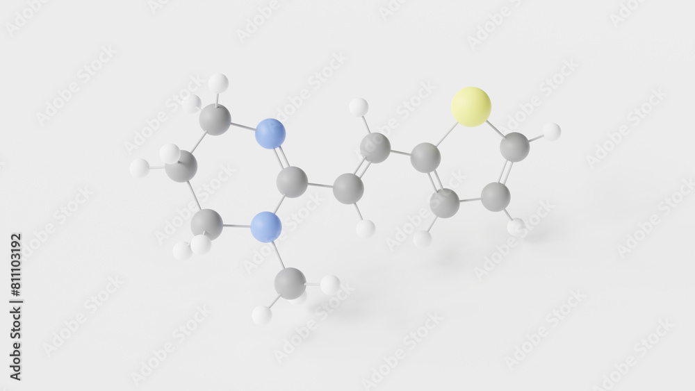pyrantel molecule 3d, molecular structure, ball and stick model ...