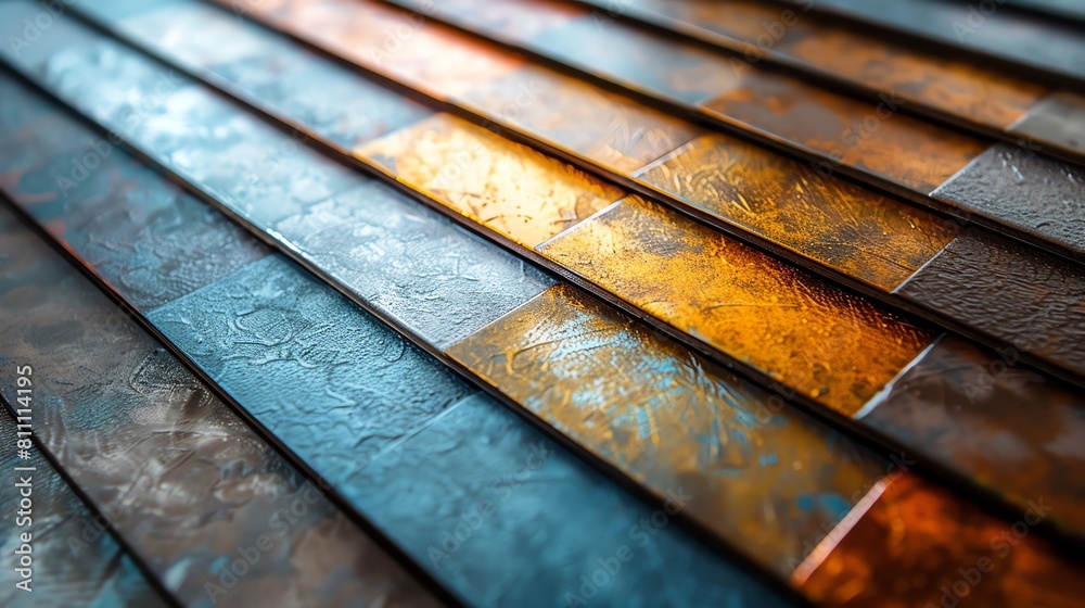 Dynamic angle shot of assorted vinyl tile samples, highlighting the ...