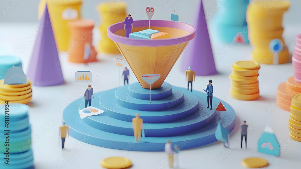 Entrepreneur Developing Sales Funnel: Nurturing Leads Optimizing Conversion Process for Customer ...