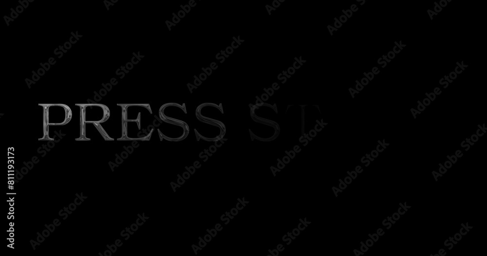 Press Start simple text golden metallic illuminated overlay effect ...