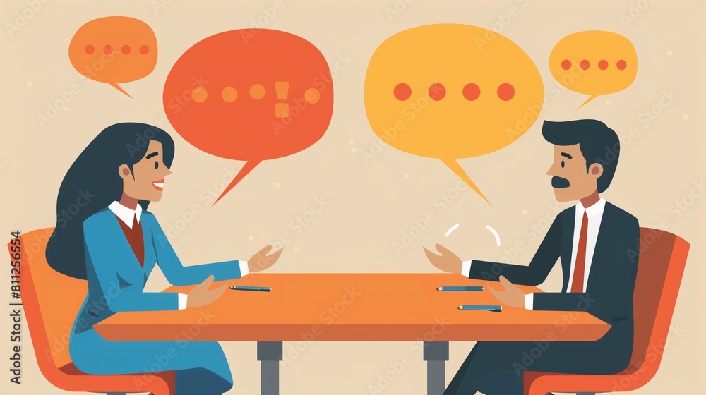 An illustration of a conflict mediation concept, depicting a ...