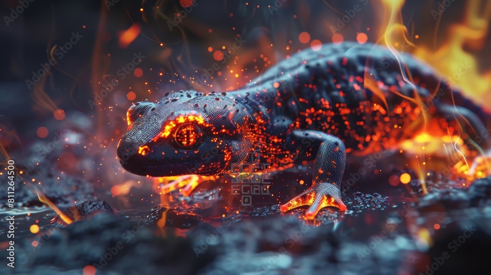 Fire salamander, also known as the fire-bellied salamander, is a ...