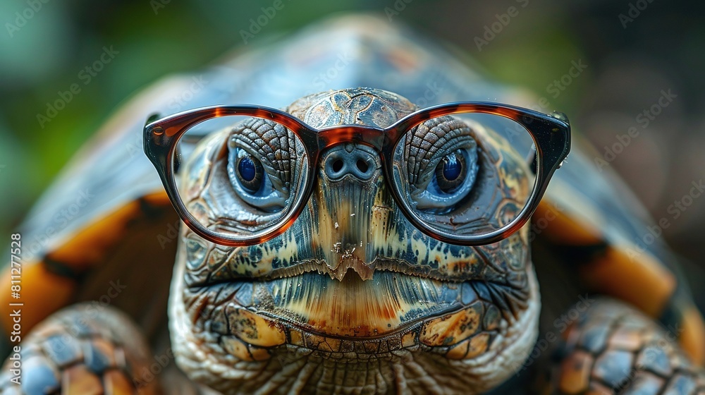 funny image of very old turtle wearing glasses for better eyesight in ...