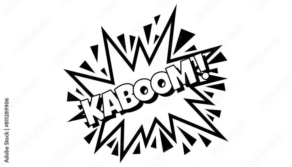 Pow comic bubble. Sound dialogue speech bubbles with word - Kaboom. Pop art expression in black ...