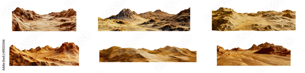Set of Panoramic desert landscapes with detailed rocky formations ...