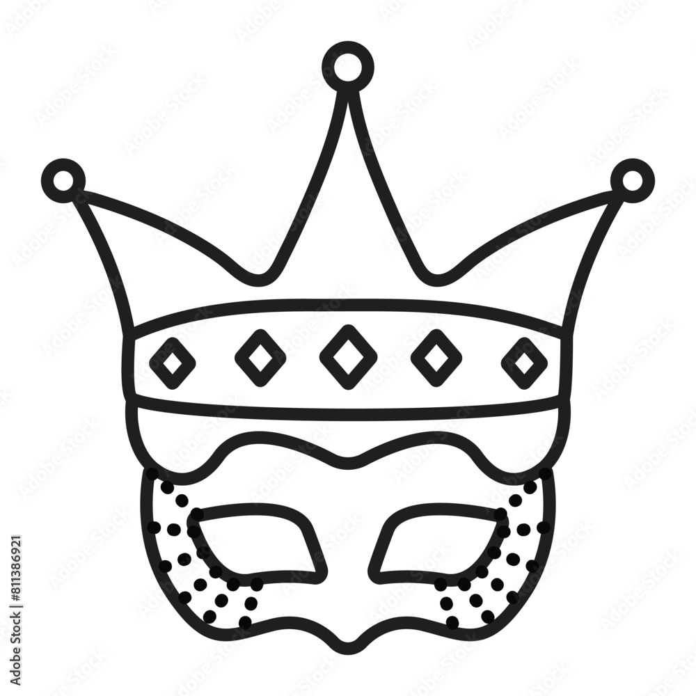 Queen and king masquerade mask with a crown, prince and princess ...
