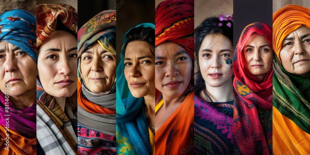 Collage of multicultural women from different cultures nationality and ...