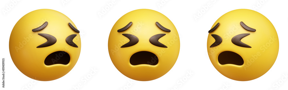 Persevering face three-dimensional emoji. Straining emoticon isolated ...
