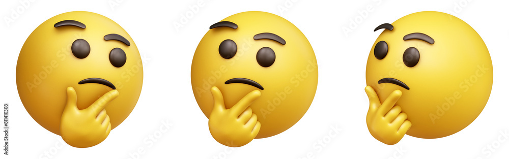 Stock-Illustration „Thinking face three-dimensional emoji. Puzzled or ...