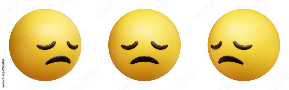 Disappointed face three-dimensional emoji. Despondent emoticon isolated ...