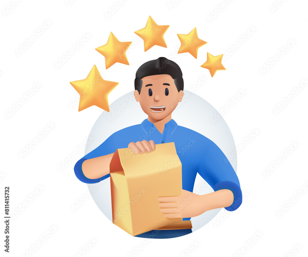 Delivery man, courier, postman holding, carrying delivery paper bag ...