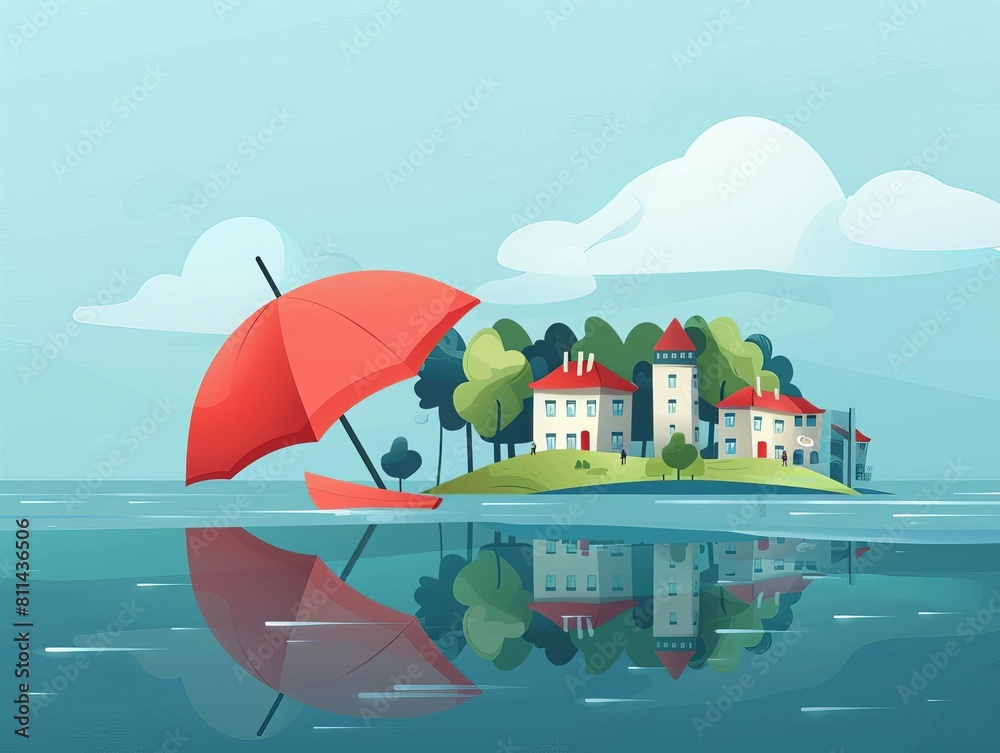 Finance insurance policies flat design side view risk protection theme ...