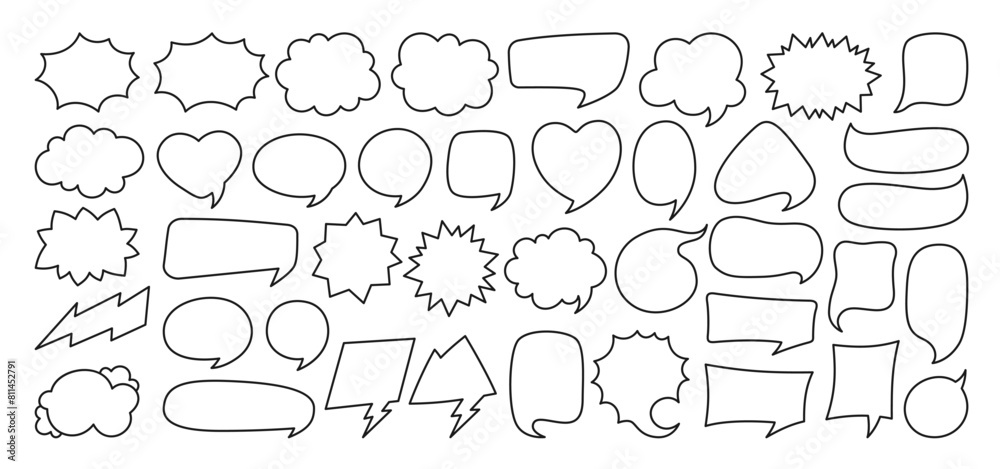 Speech bubble comic sign chatting box set. Contour empty design ...