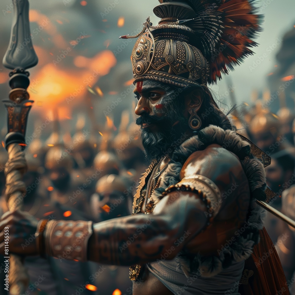indian hindu mythology god war background Stock Photo | Adobe Stock